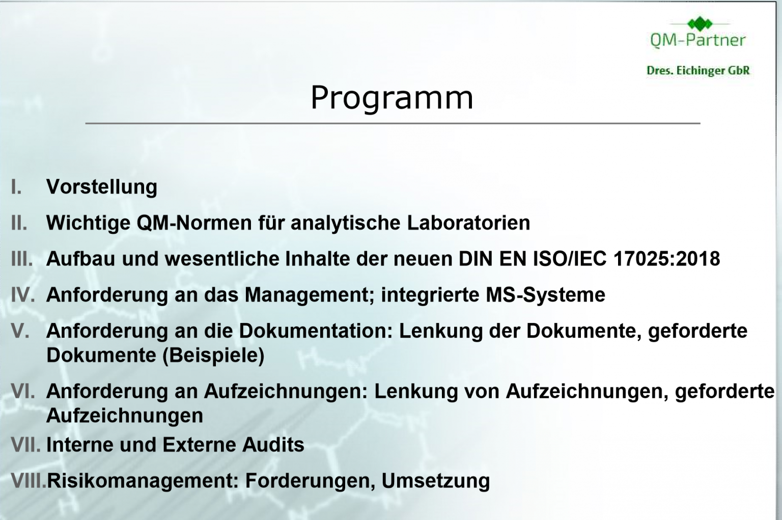 Seminar im KIT – Qualitätssicherung im analytischen Labor – QM-Partner